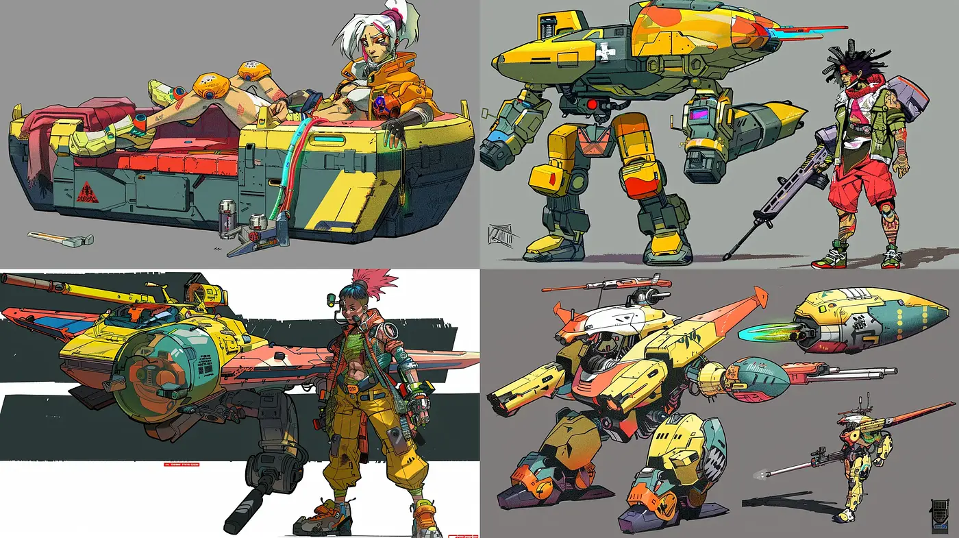 A Midjourney Style - Futuristic Mecha Concept Art with a Stylized Anime ...