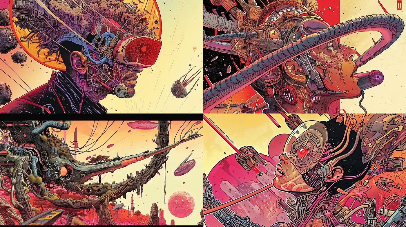 A Midjourney Style - Futuristic Retro Techno-Surrealism with a Comic ...